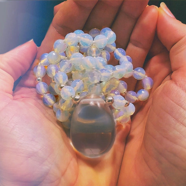 Clear Quartz & Opal Glass Yoni Egg Mala - Luxe Collection - Yoni Crystals